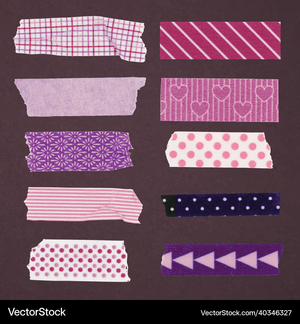Pink washi tape sticker cute pattern set Vector Image