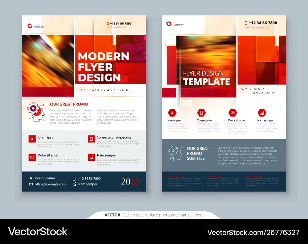 Red flyer template layout design corporate Vector Image