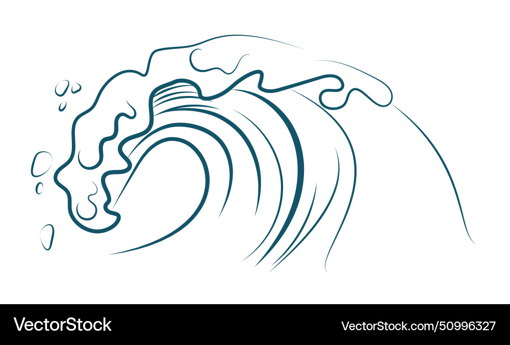 Sea or ocean wave line sketch curve splash Vector Image