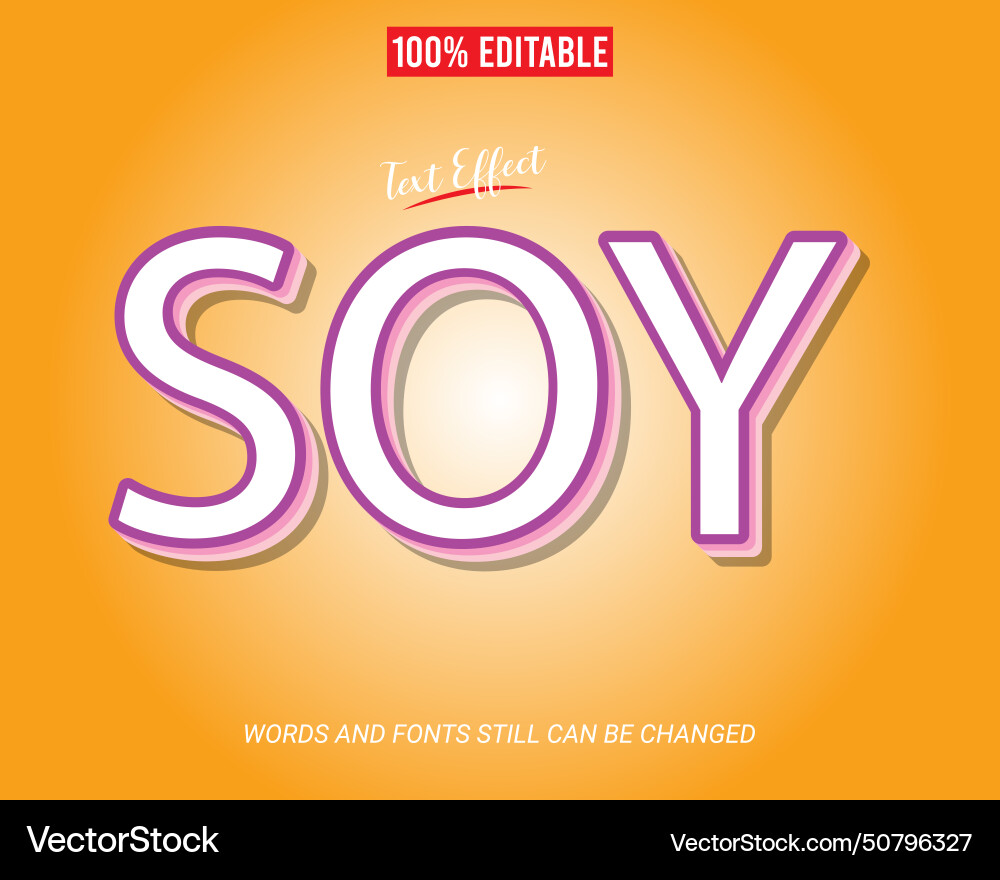 Soy typography text effect alphabet poster design Vector Image