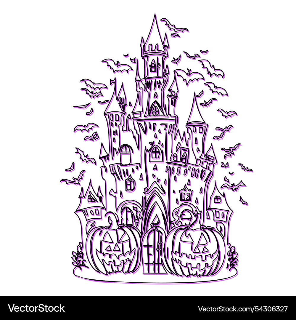 Spooky halloween haunted castle Royalty Free Vector Image