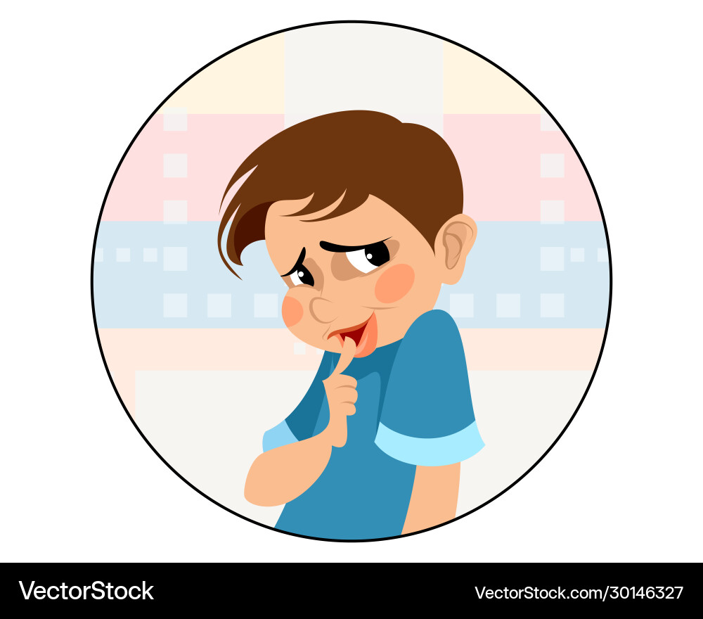 Very shy boy Royalty Free Vector Image - VectorStock