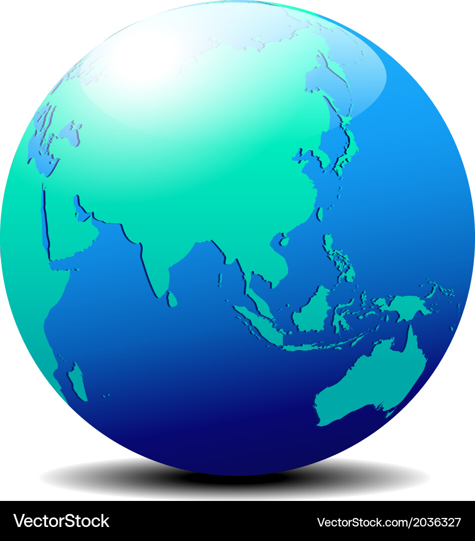 World Globe Map - Asia Focus Royalty Free Vector Image