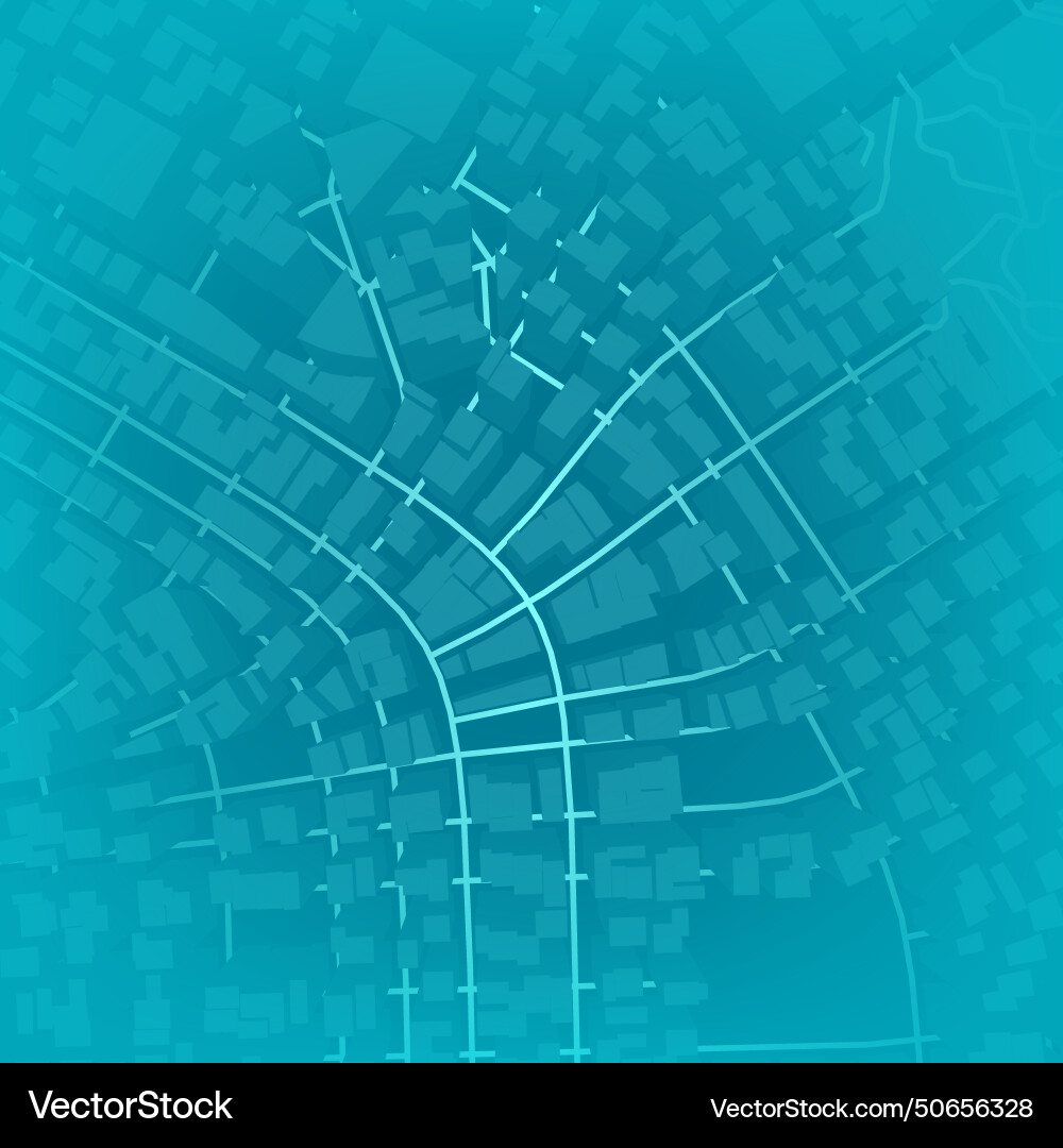 Abstract top city topography map with glossy roads