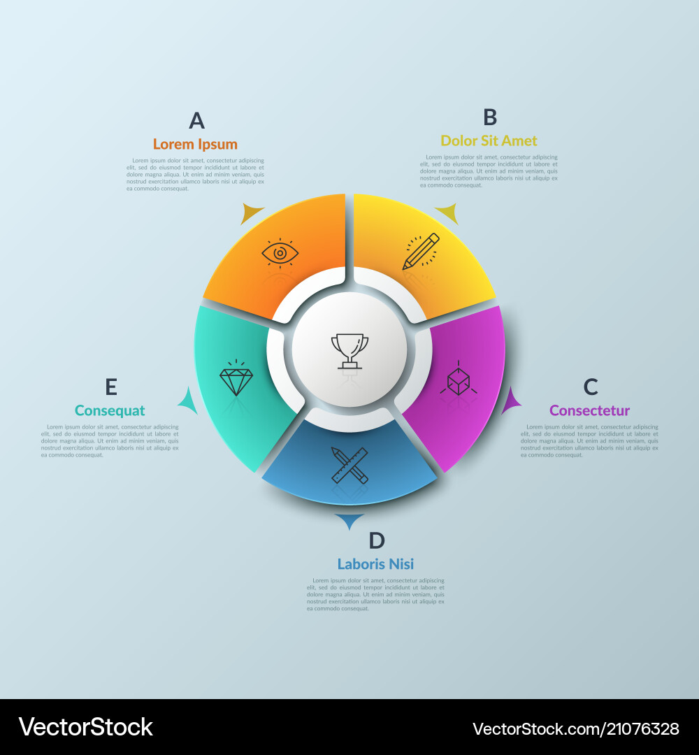 Circular Diagram with Five Sections Royalty Free Vector