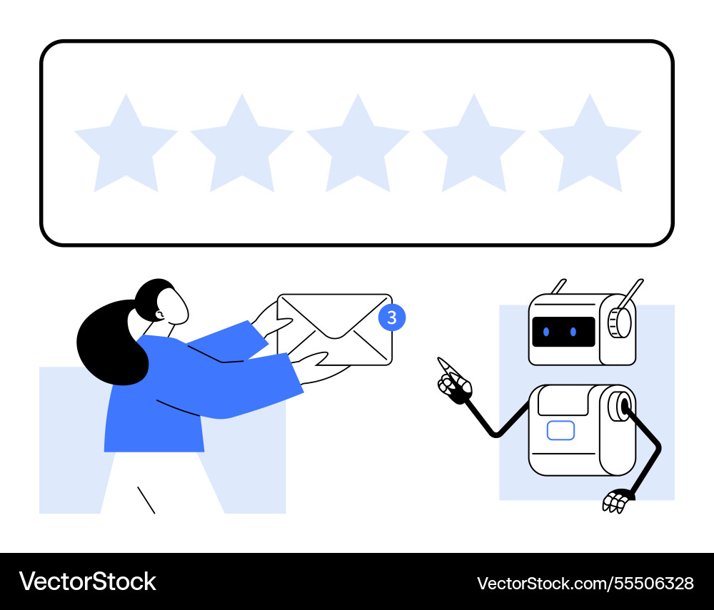 Customer service interaction with robotic Vector Image