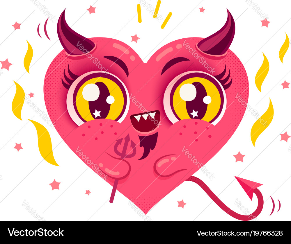 Cute devil heart Royalty Free Vector Image - VectorStock