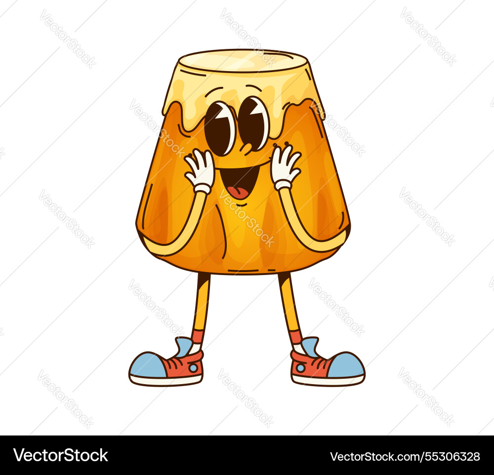 Funny groovy pudding cake dessert character Vector Image