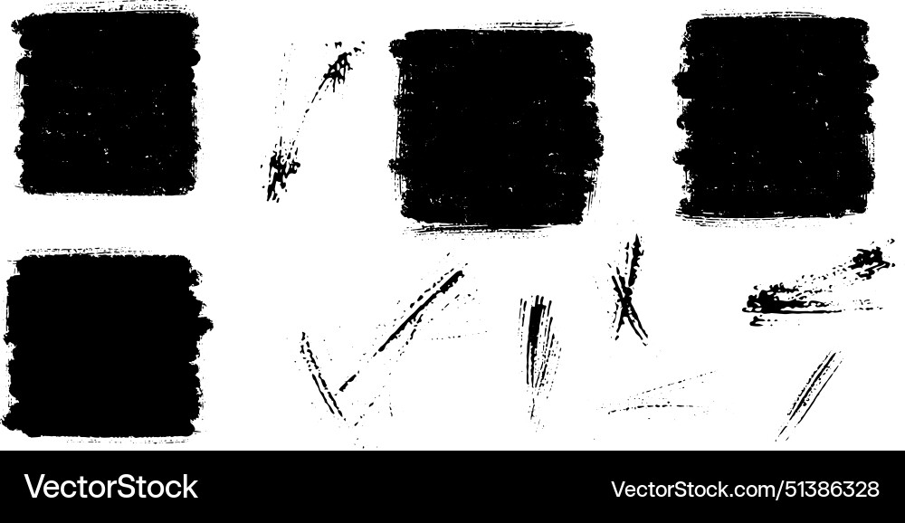 Grunge brush strokes stickers textures frames Vector Image