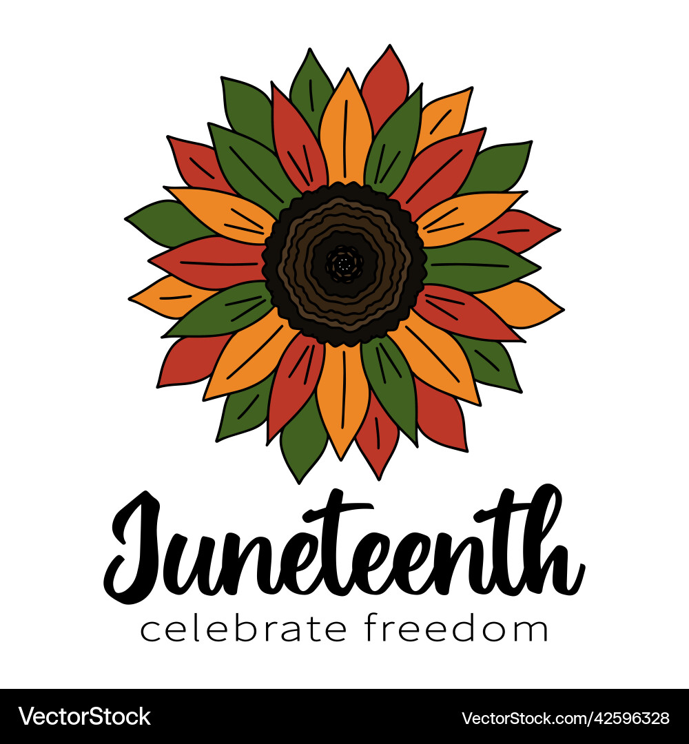 Juneteenth greeting card with sunflower in african