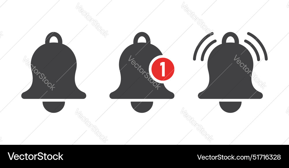 Notification bell icon set in flat style incoming Vector Image