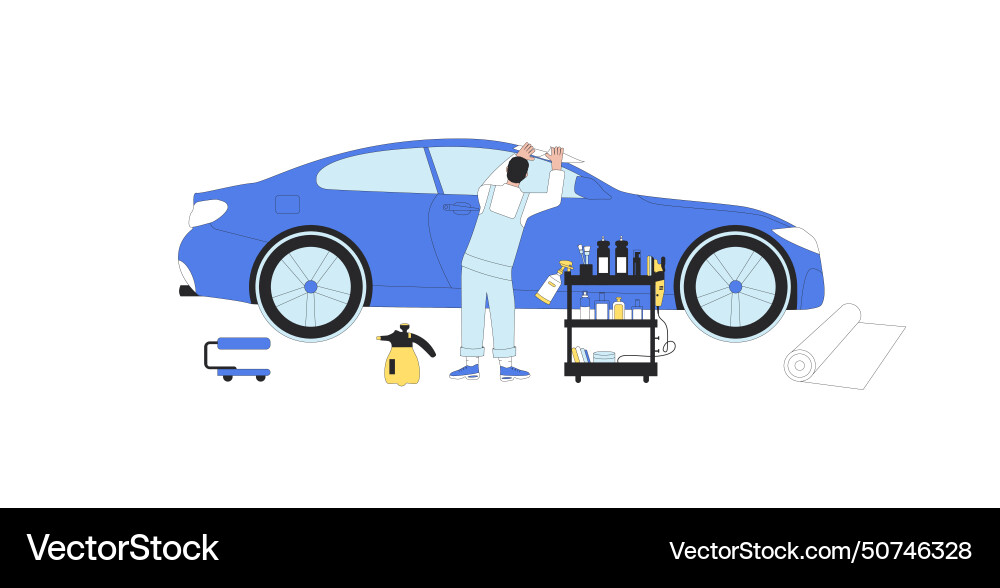 Professional wrap film installers vehicle Vector Image