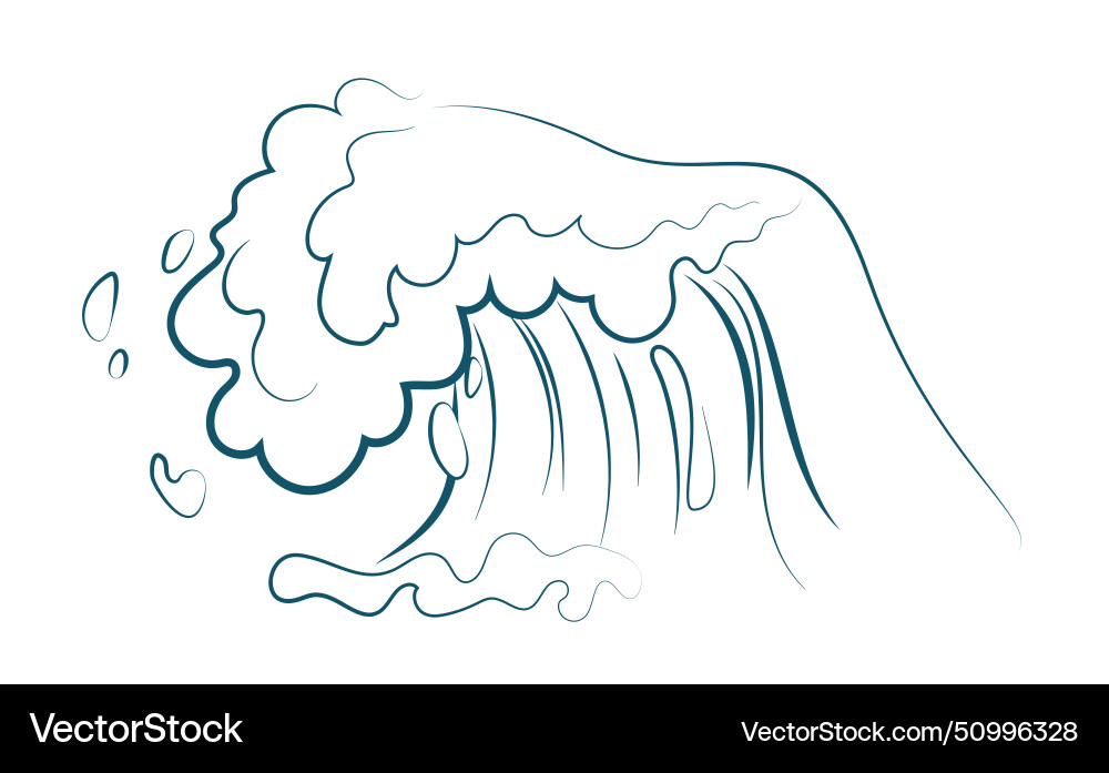 Sea or ocean wave line sketch wavy water stream Vector Image