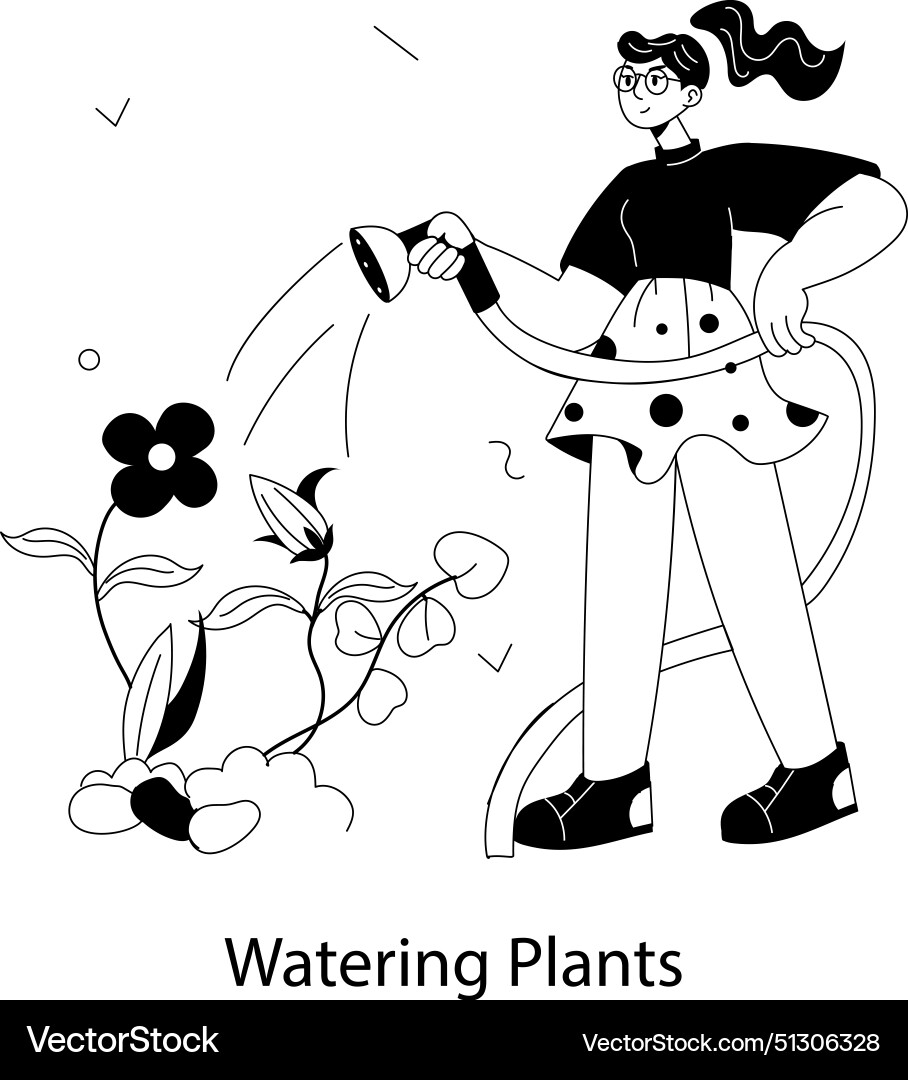 Watering plants Royalty Free Vector Image - VectorStock