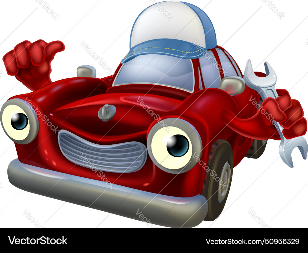 Cartoon car mechanic mascot Royalty Free Vector Image