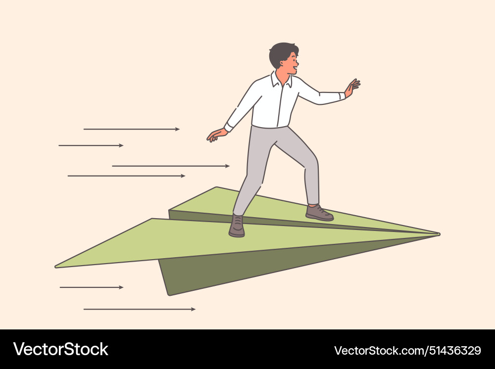 Confident business man flies standing on paper Vector Image
