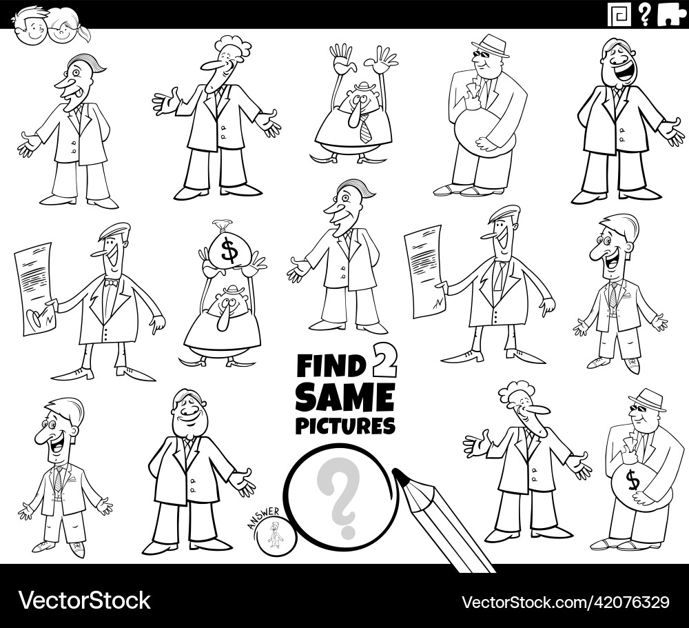 Find two same cartoon bisinessmen characters Vector Image