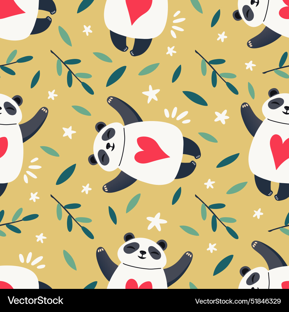 Pattern of panda bear Royalty Free Vector Image