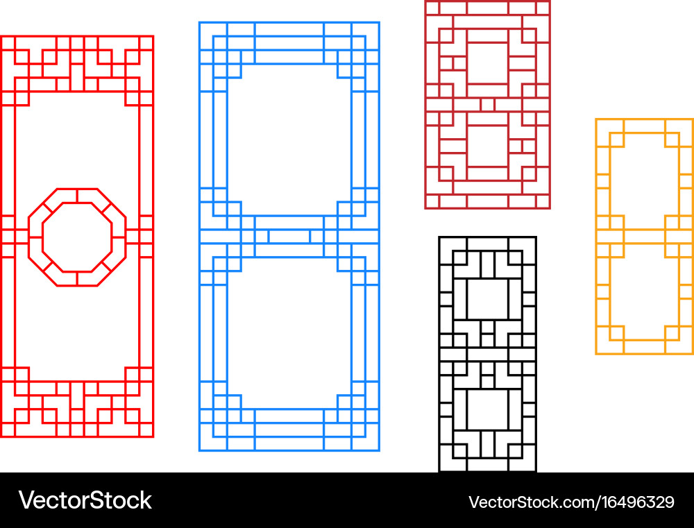 Rectangle chinese window with pattern Royalty Free Vector