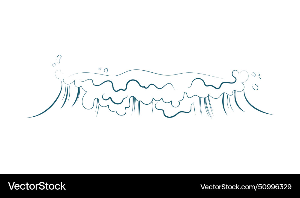 Sea or ocean storm wave line sketch front view Vector Image