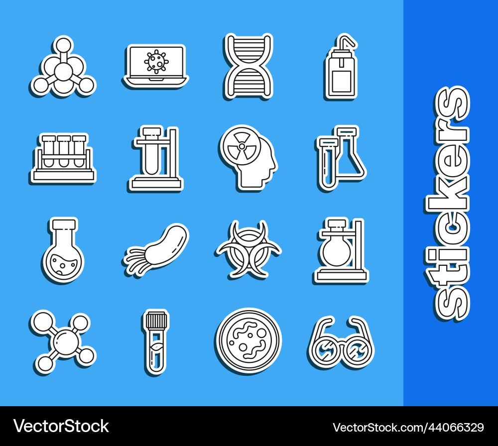 Set line laboratory glasses test tube flask Vector Image