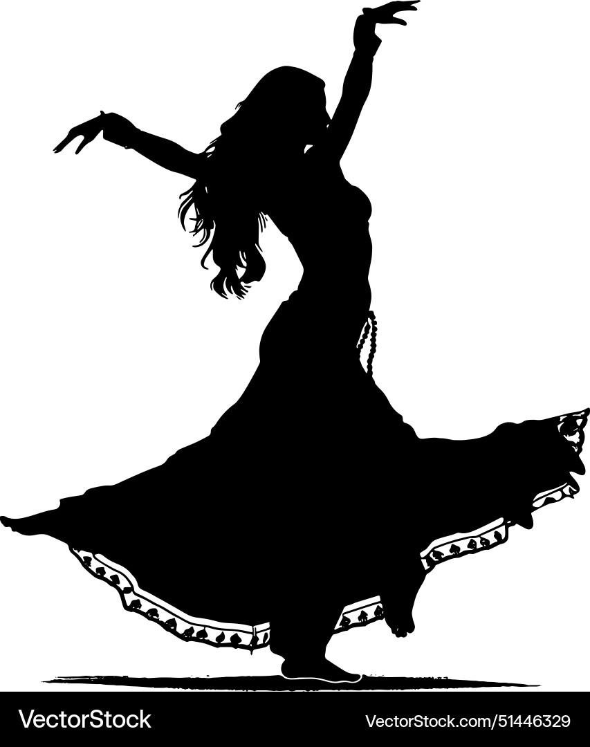 Silhouette of a belly dancer Royalty Free Vector Image