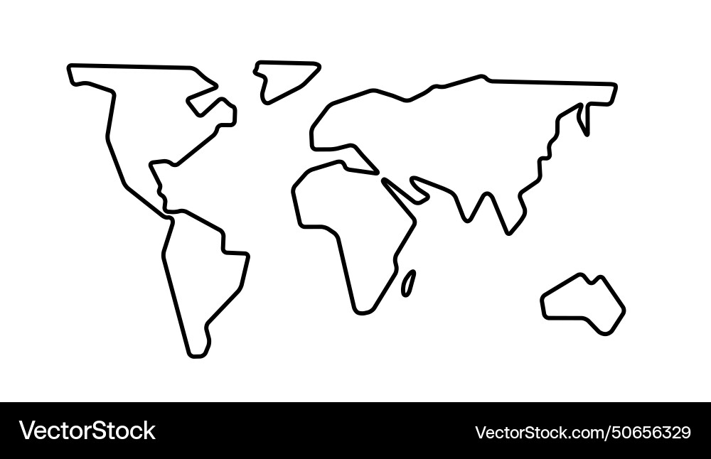 Simple hand drawn world map contour silhouette Vector Image