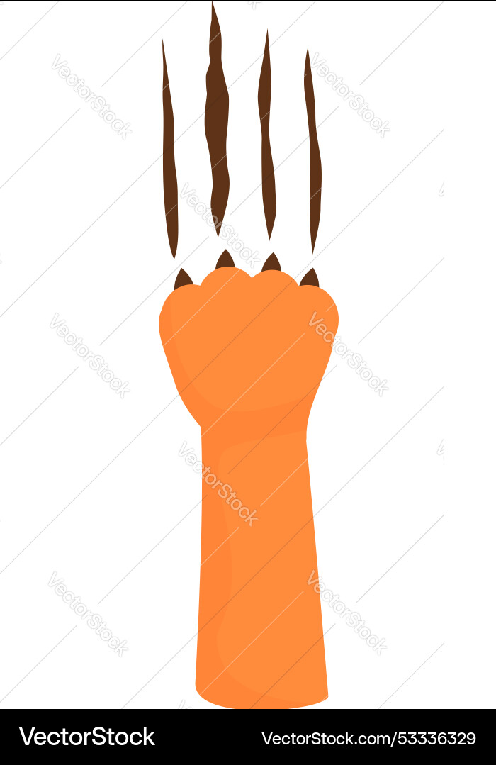 Tiger paw with claws out scratching background Vector Image