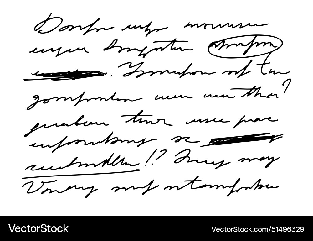Unreadable handwritten text sweeping handwriting Vector Image