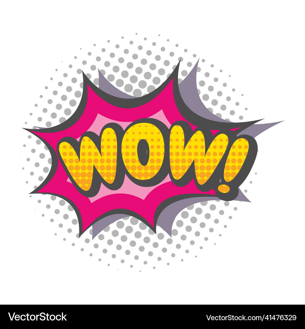 Wow comic cartoon lettering pop art style Vector Image