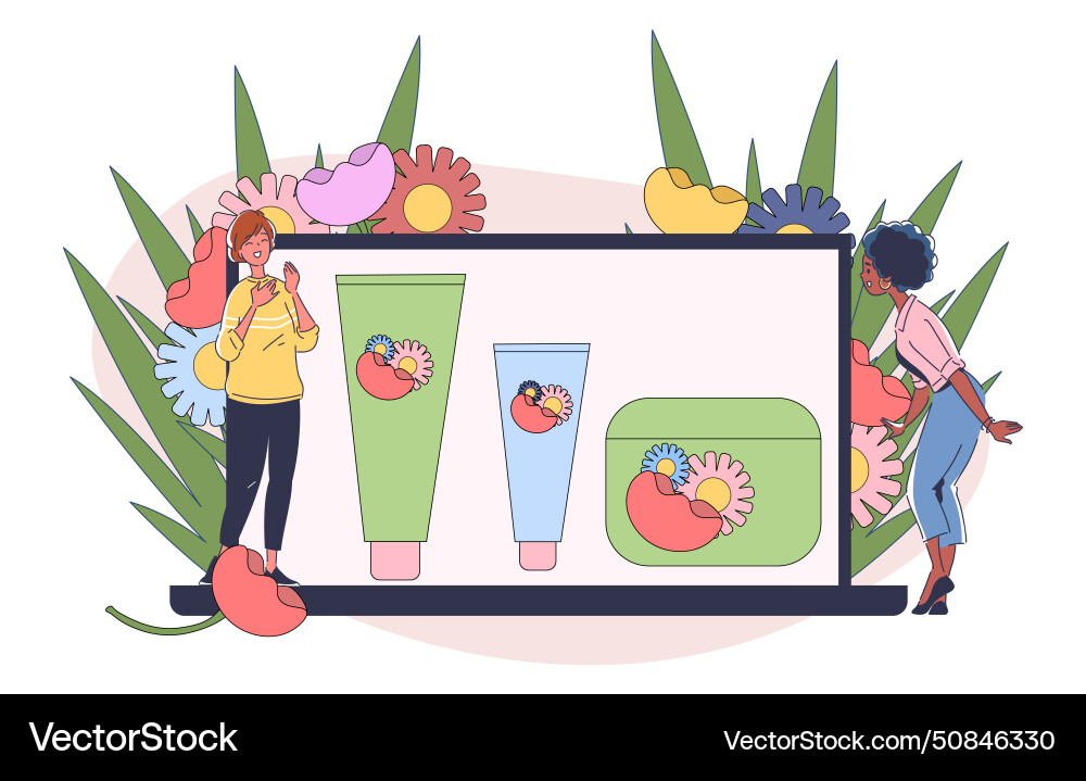 Natural organic cosmetics linear Royalty Free Vector Image