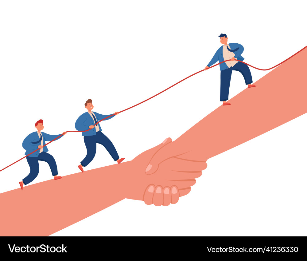 Team of business people pulling rope Royalty Free Vector