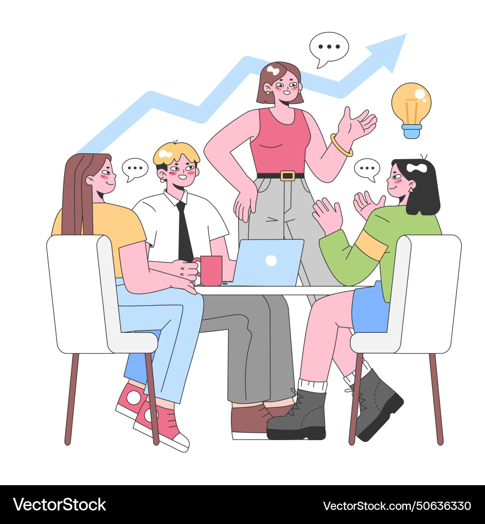 Teamwork in action flat Royalty Free Vector Image