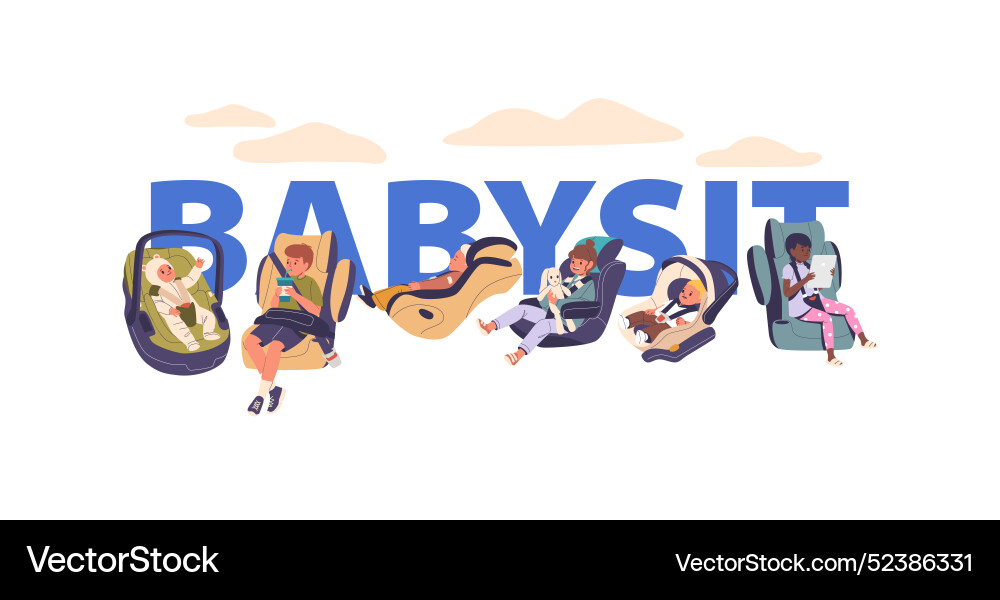 Babysitting concept with children secured Vector Image