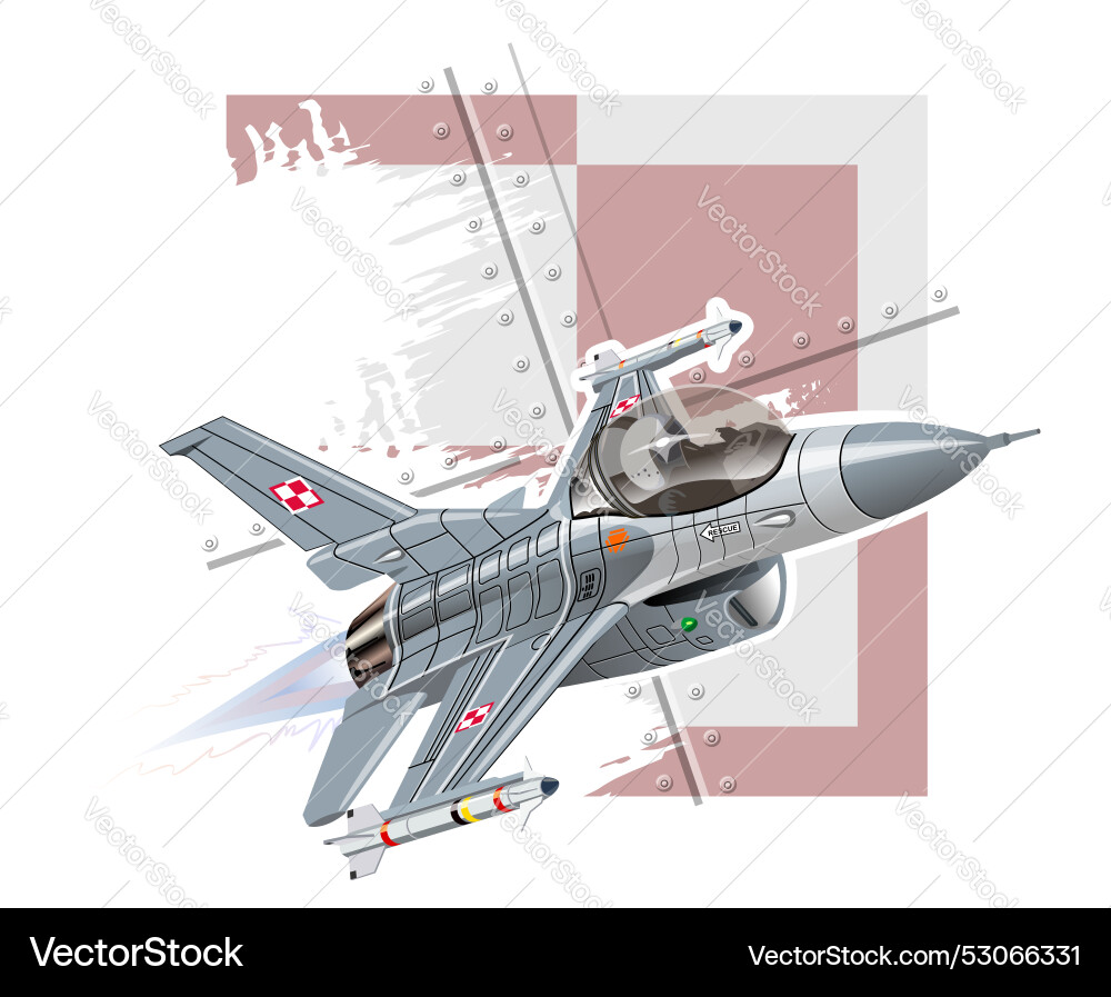 Cartoon military jet fighter plane Royalty Free Vector Image