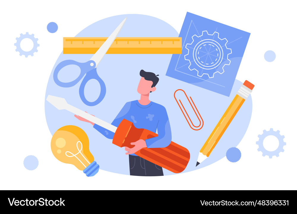 Man with crafting tools concept Royalty Free Vector Image