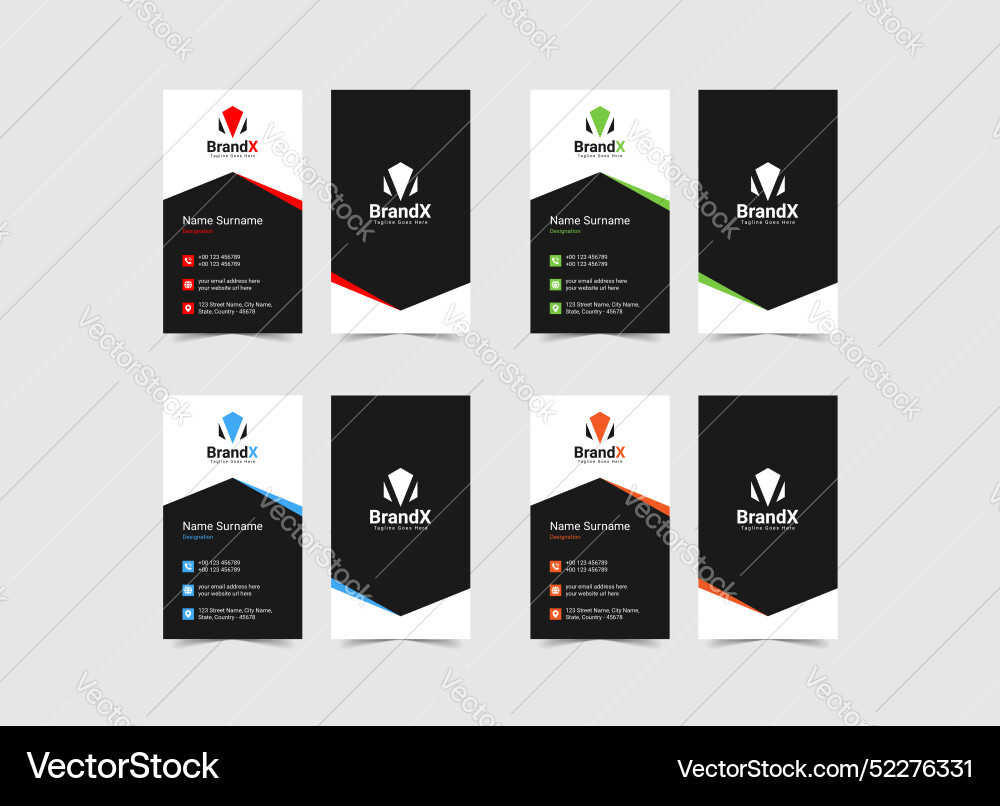 Modern vertical business card design set Vector Image