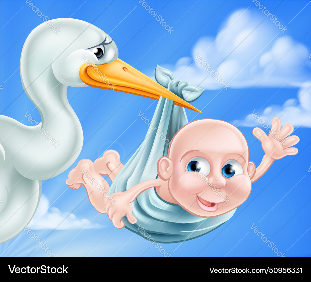 Stork and baby Royalty Free Vector Image - VectorStock
