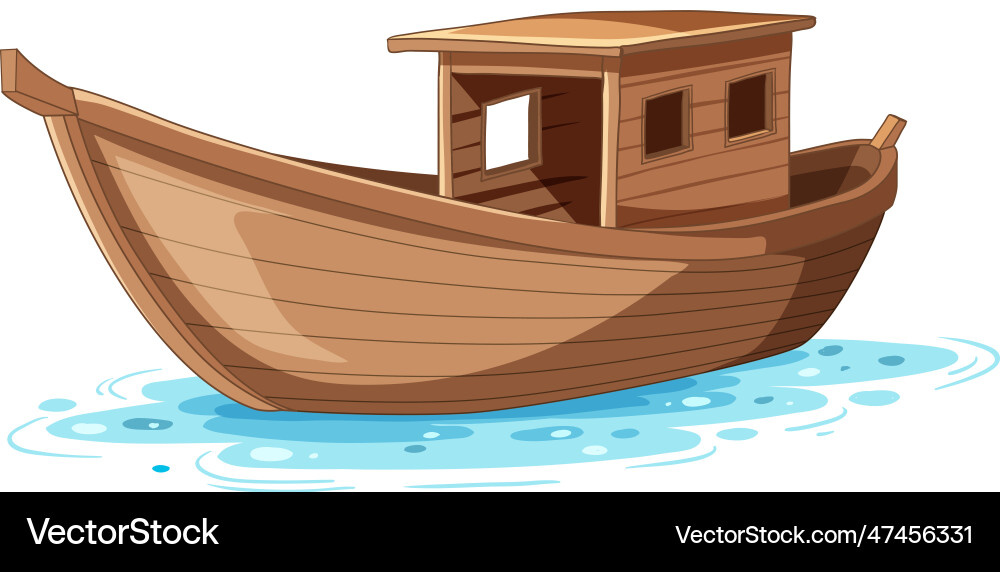 Wooden boat isolated on white background Vector Image
