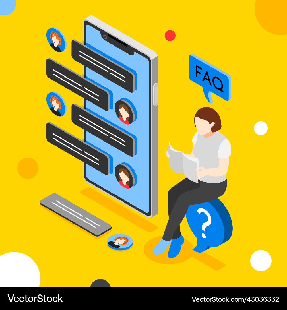 Faq concept isometric background Royalty Free Vector Image Faq concept isometric background Royalty Free Vector Image