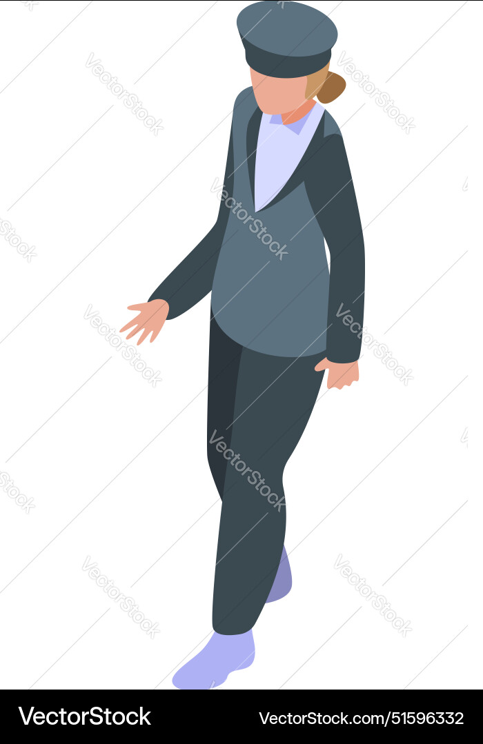 Female train conductor walking in uniform Vector Image