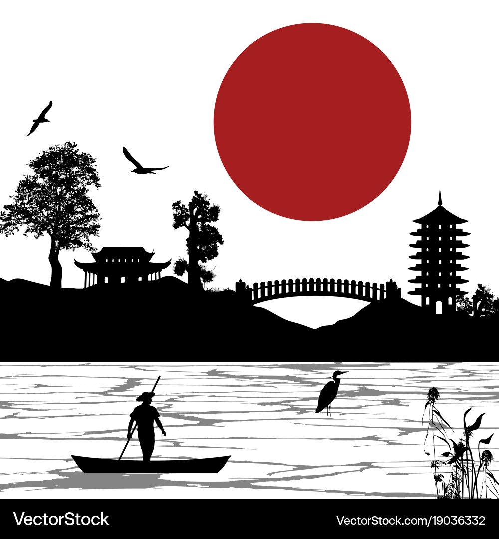 Japanese scenery poster Royalty Free Vector Image