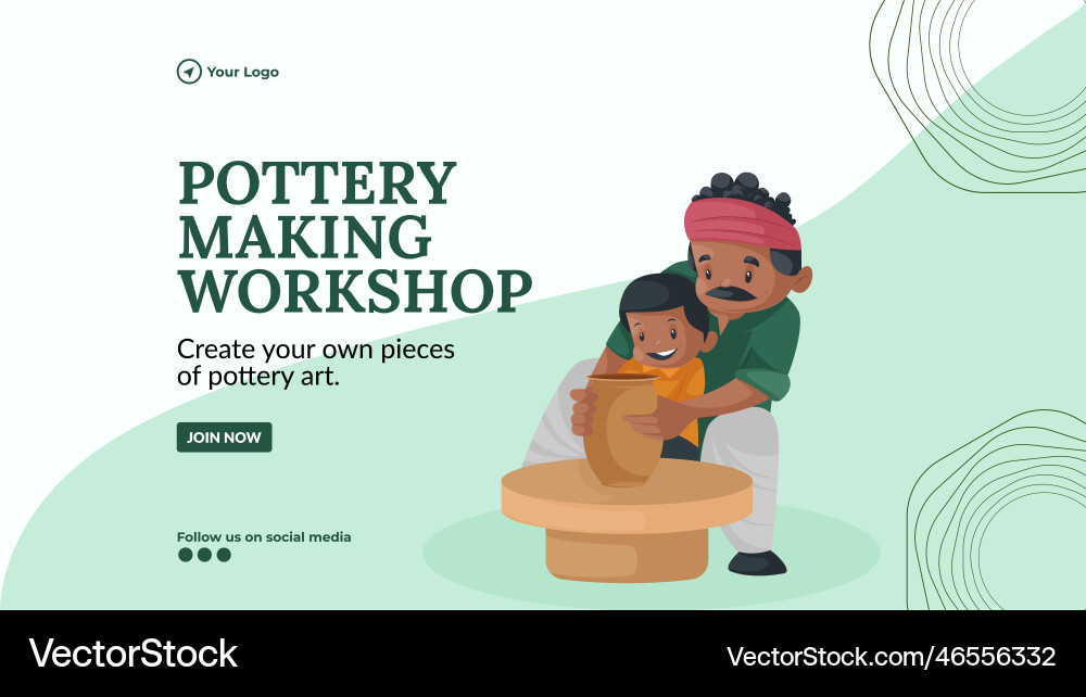 Pottery making workshop landscape banner design Vector Image