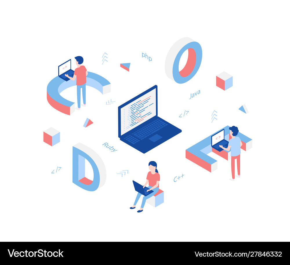 Programming coding isometric concept Royalty Free Vector