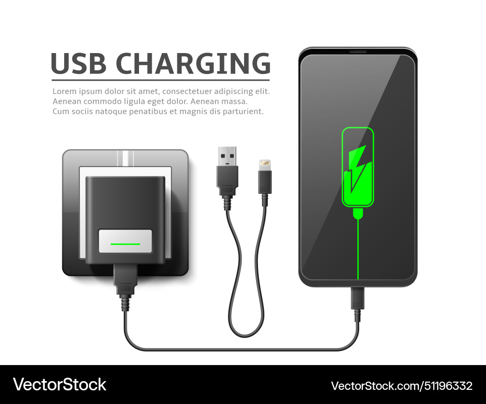 Realistic phone charge process smartphone Vector Image