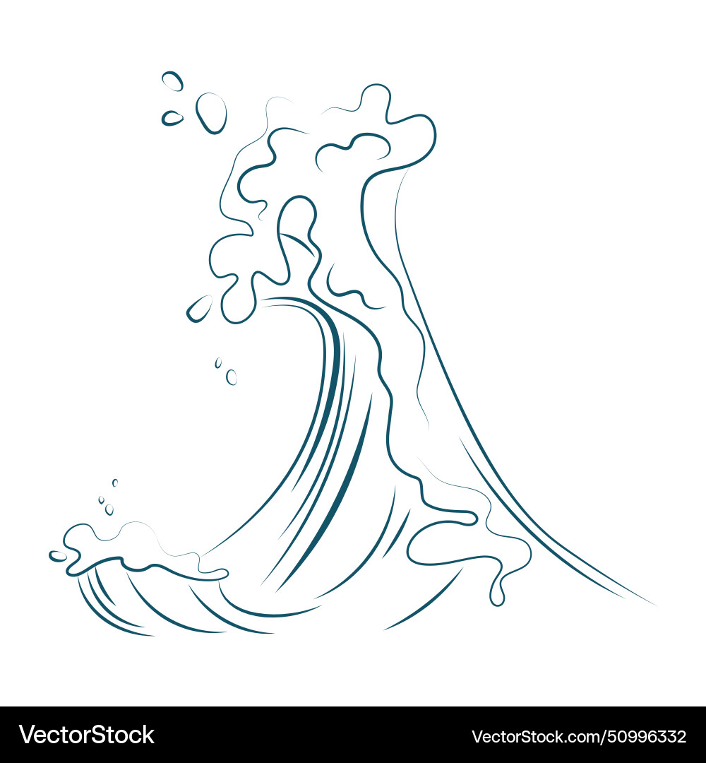 Sea or ocean storm wave line sketch wind Vector Image