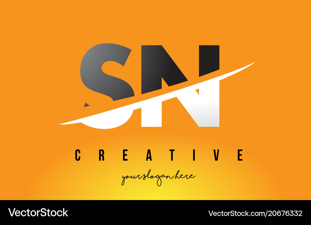 Sn s n letter modern logo design with yellow Vector Image