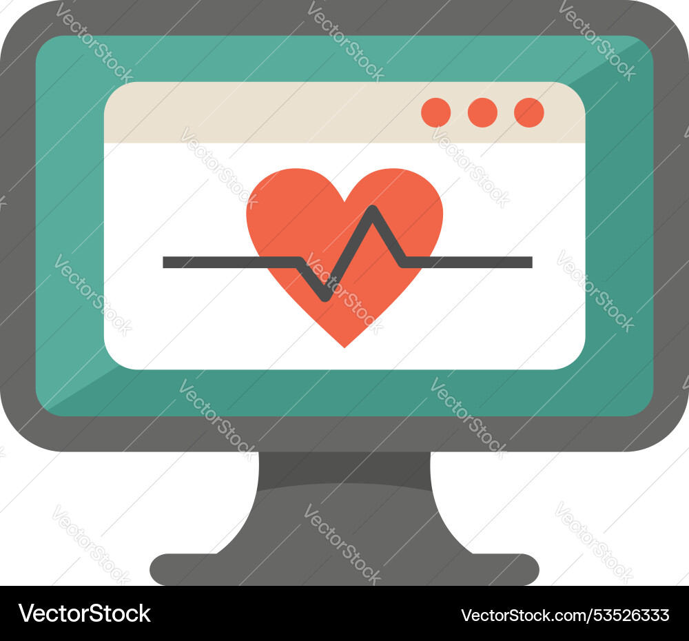 Computer showing heartbeat on screen icon Vector Image
