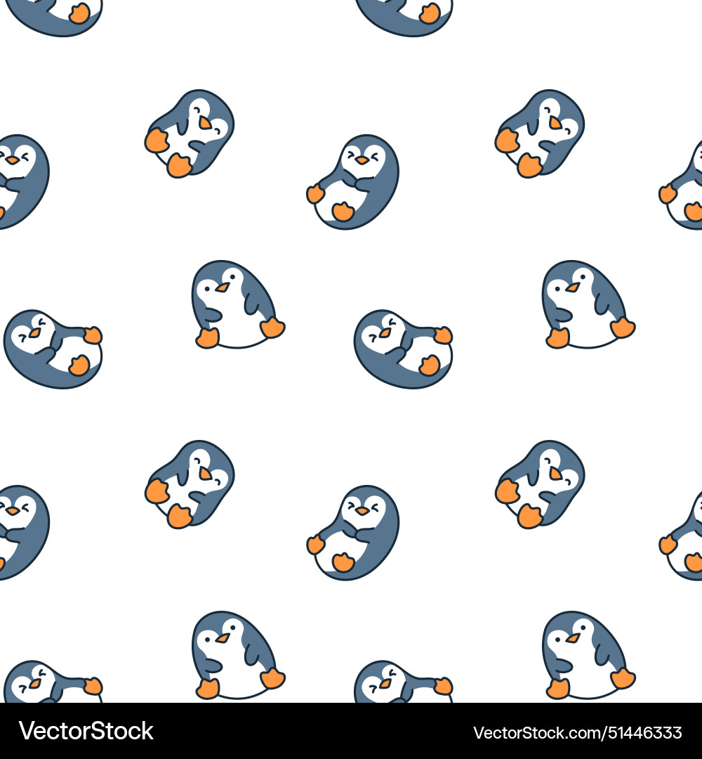Cute kawaii penguin seamless pattern Royalty Free Vector
