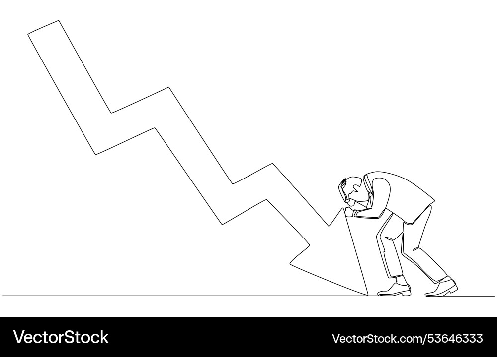 Depressed businessman hitting downtrend graph Vector Image